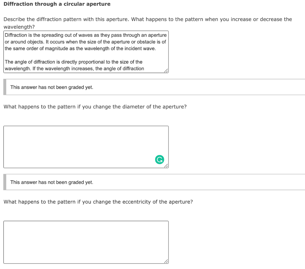 Solved Diffraction Through A Circular Aperture Describe The