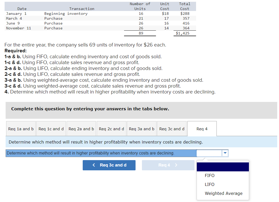 Solved 3-c \& d. Using weighted-average cost, calculate | Chegg.com
