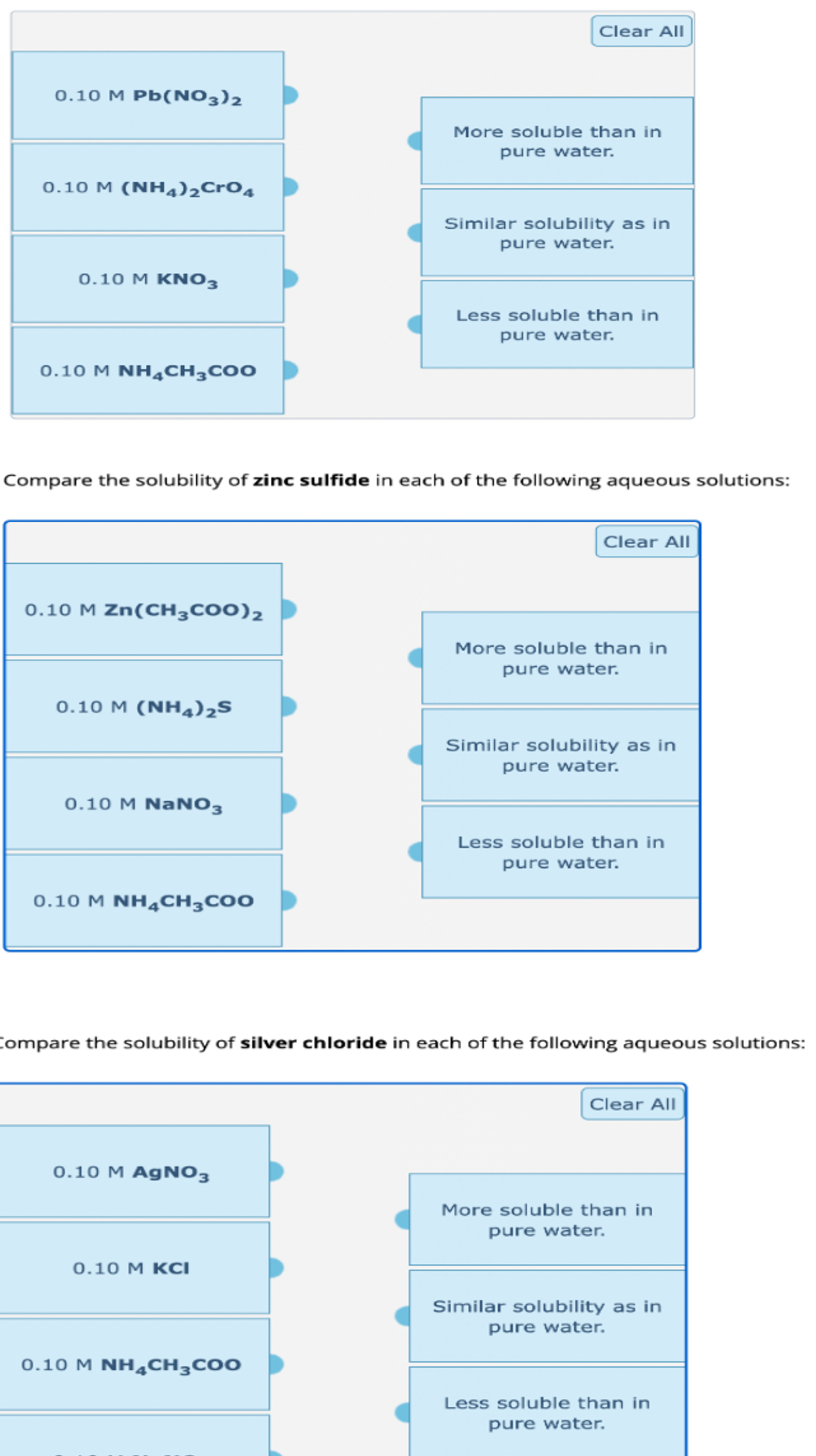 Solved Compare the solubility in each of the following | Chegg.com