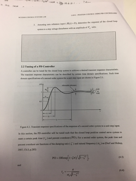 CONTROLSYSTEMS LAB LABORATORY 6: POSITION CONTROLoF A | Chegg.com