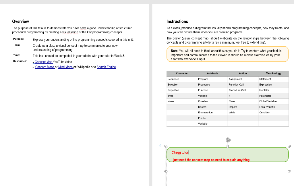 Instructions Overview The purpose of this task is to | Chegg.com