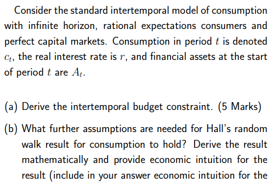 Solved Consider the standard intertemporal model of | Chegg.com