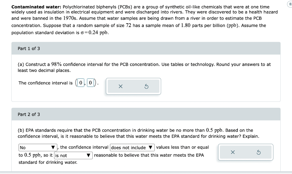 Solved Contaminated water: Polychlorinated biphenyls (PCBs) | Chegg.com