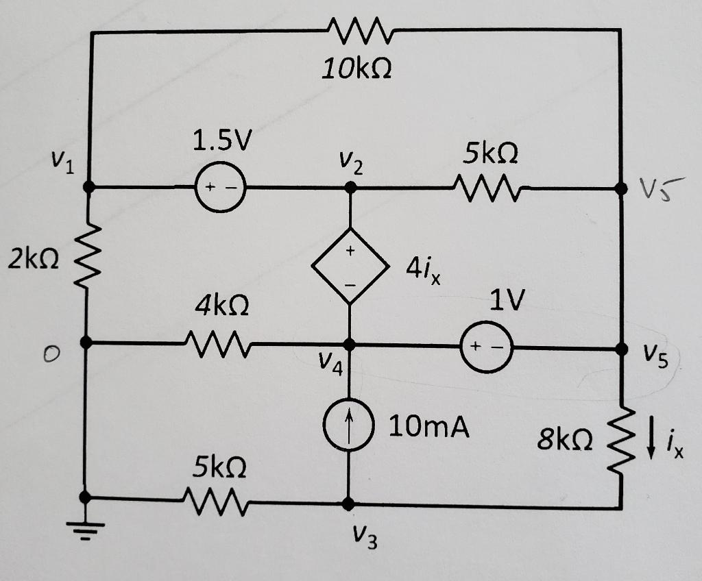 Solved Find The Node Voltages V1 V2 V3 V4 And V5 Using Chegg