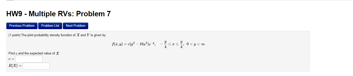 Solved HW9 - Multiple RVs: Problem 7 Previous Problem | Chegg.com