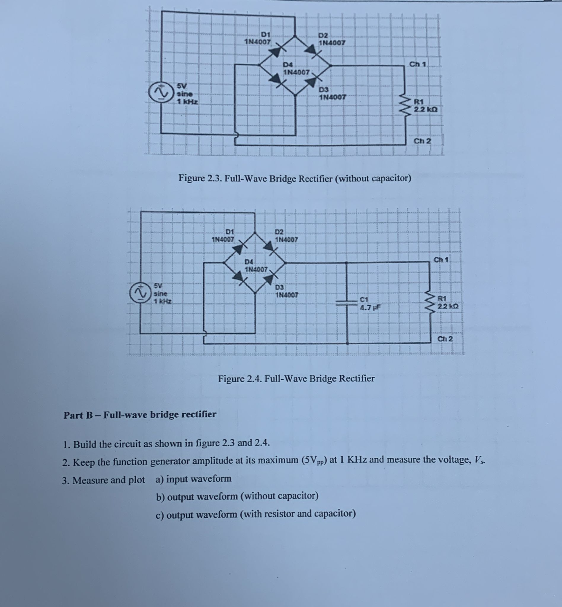 Figure 2.3. ﻿Full-Wave Bridge Rectifier (without | Chegg.com