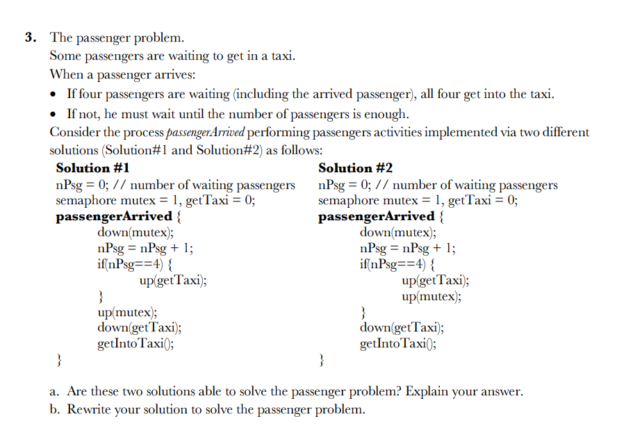 Solved 3. The passenger problem. Some passengers are waiting | Chegg.com