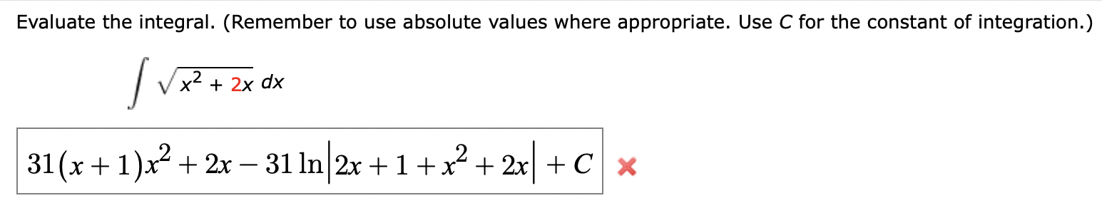 Solved Evaluate the integral. (Remember to use absolute | Chegg.com