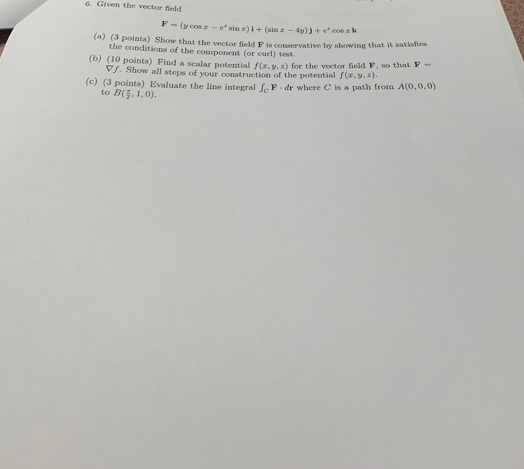 Solved 6. Given the vector field E (y cos e* sin r) i (sin r | Chegg.com