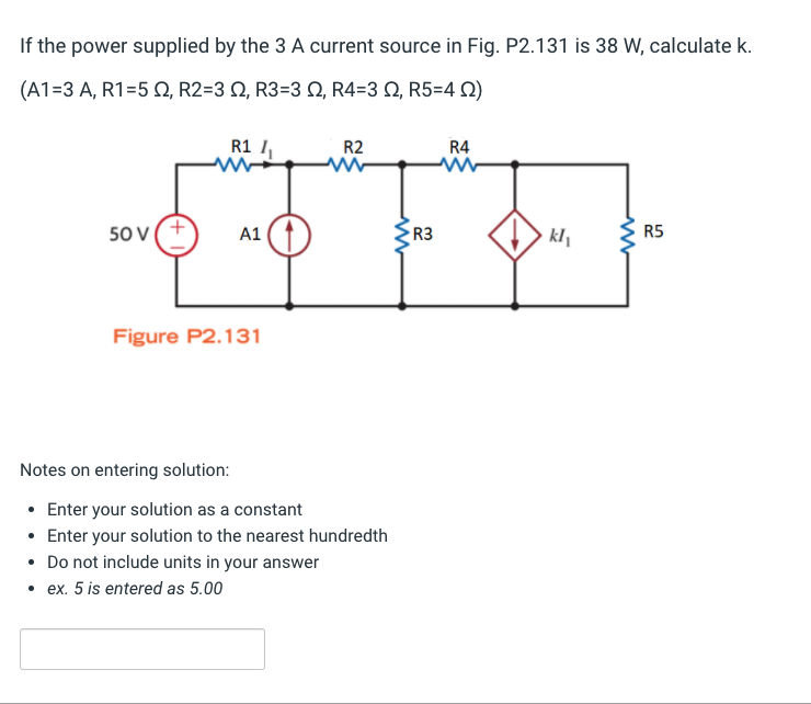 Solved If the power supplied by the 3 A current source in | Chegg.com