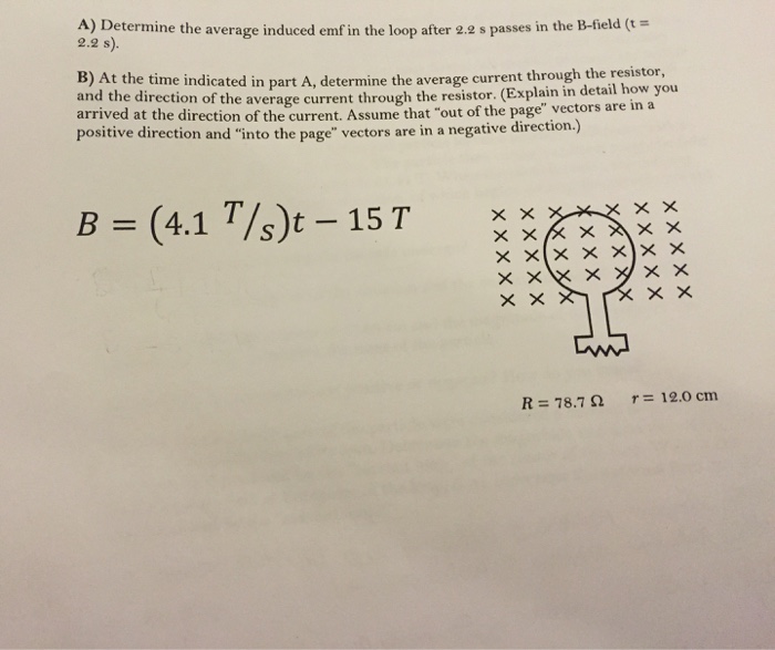 Solved A) Determine the average induced emf in the loop | Chegg.com