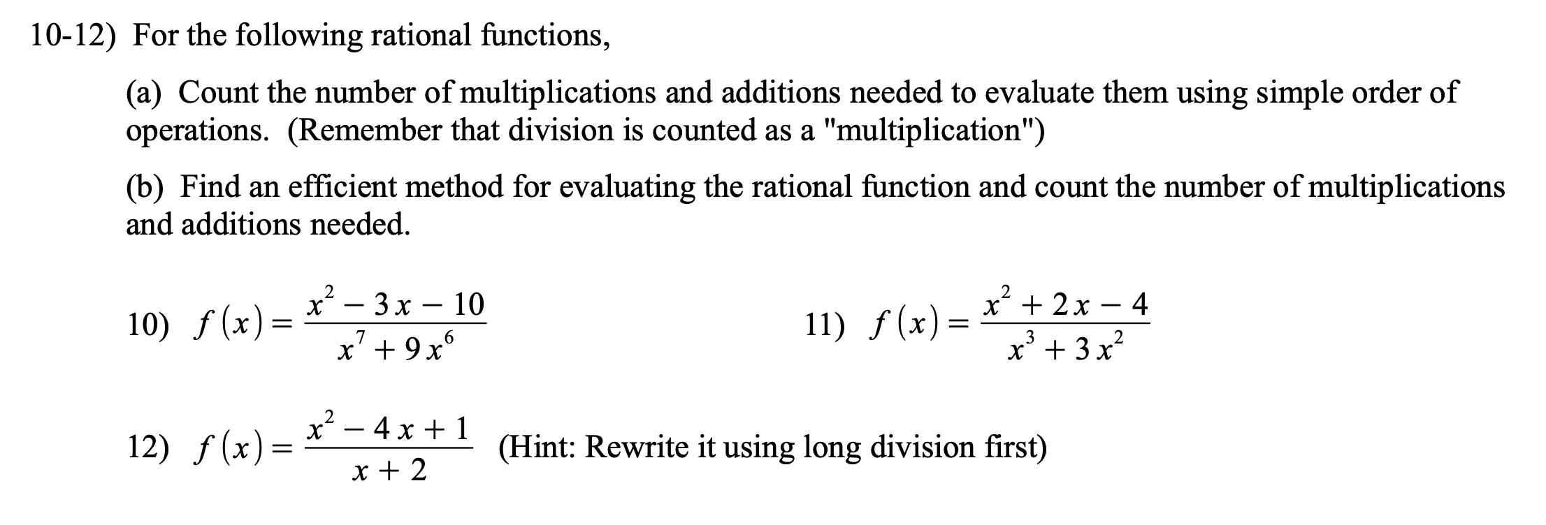 Solved 10-12) For the following rational functions, (a) | Chegg.com