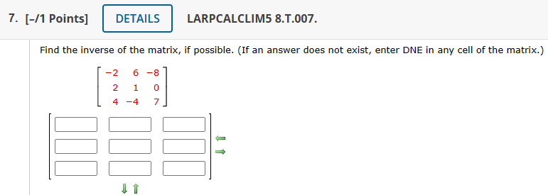 Solved Find the inverse of the matrix, if possible. (If an | Chegg.com