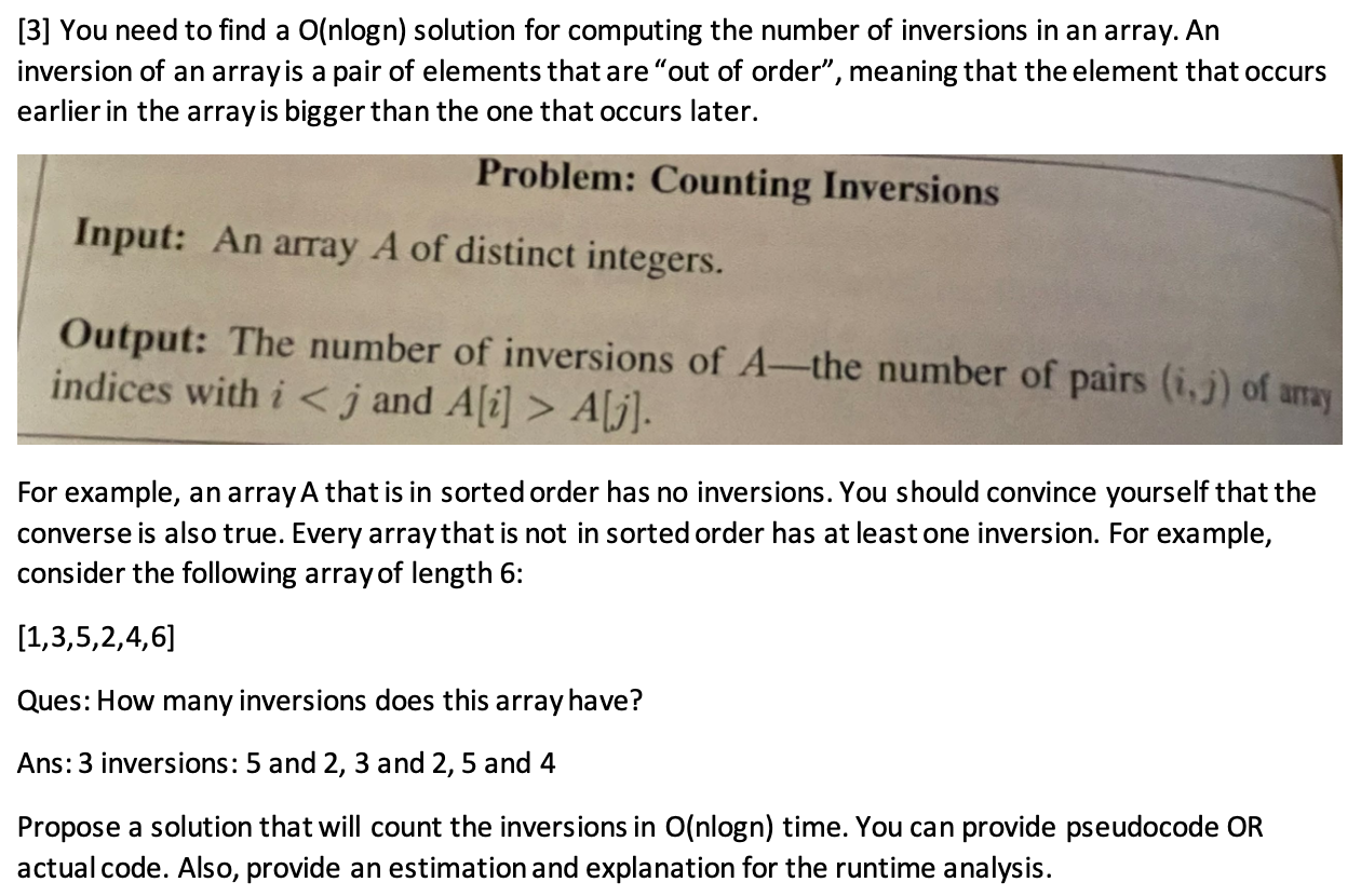 Solved 3 You Need To Find A Onlogn Solution For