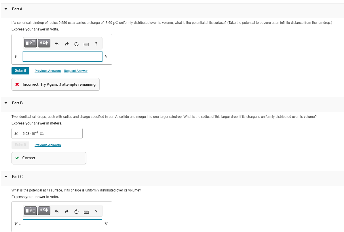 Solved × Incorrect; Try Again; 3 attempts remaining Part B | Chegg.com