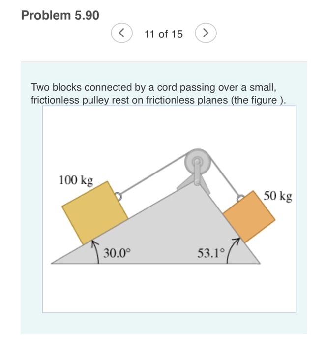 Solved Problem 5.90 11 of 15 > Two blocks connected by a | Chegg.com