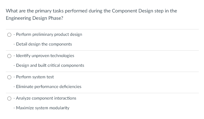 Solved What are the primary tasks performed during the | Chegg.com