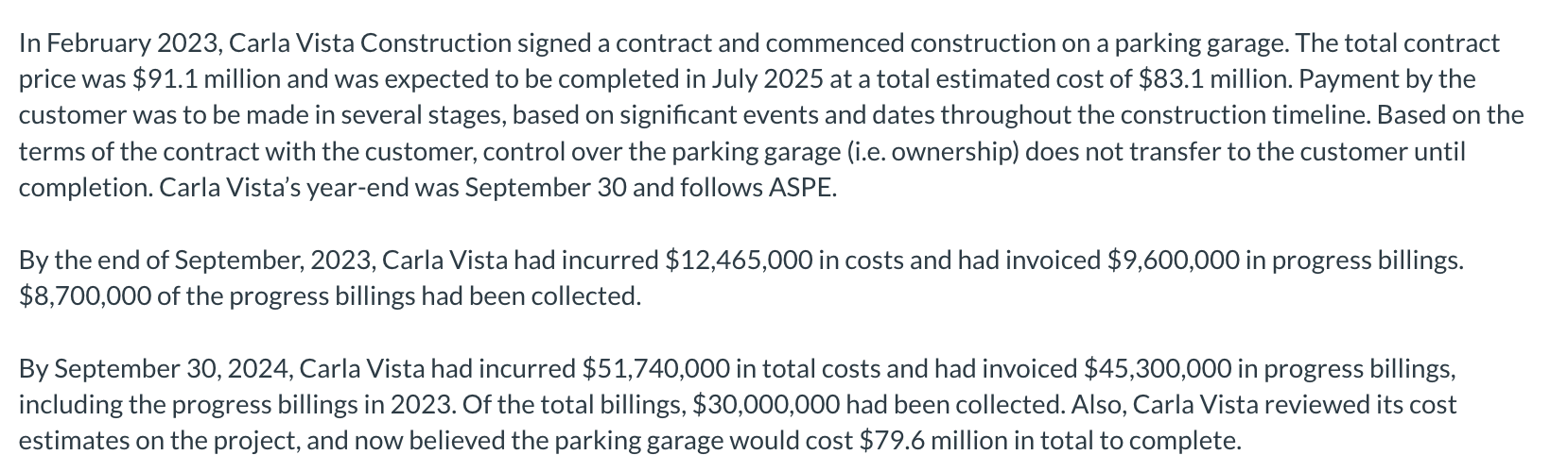 Solved In February 2023, Carla Vista Construction signed a | Chegg.com