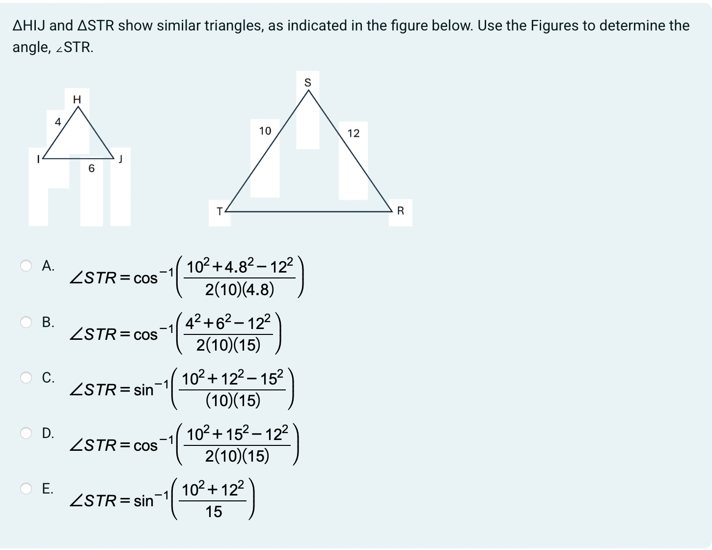 Solved ΔHIJ ﻿and ???? STR ﻿show similar triangles, as | Chegg.com
