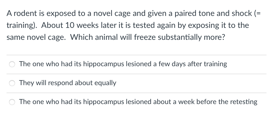 Solved A rodent is exposed to a novel cage and given a | Chegg.com
