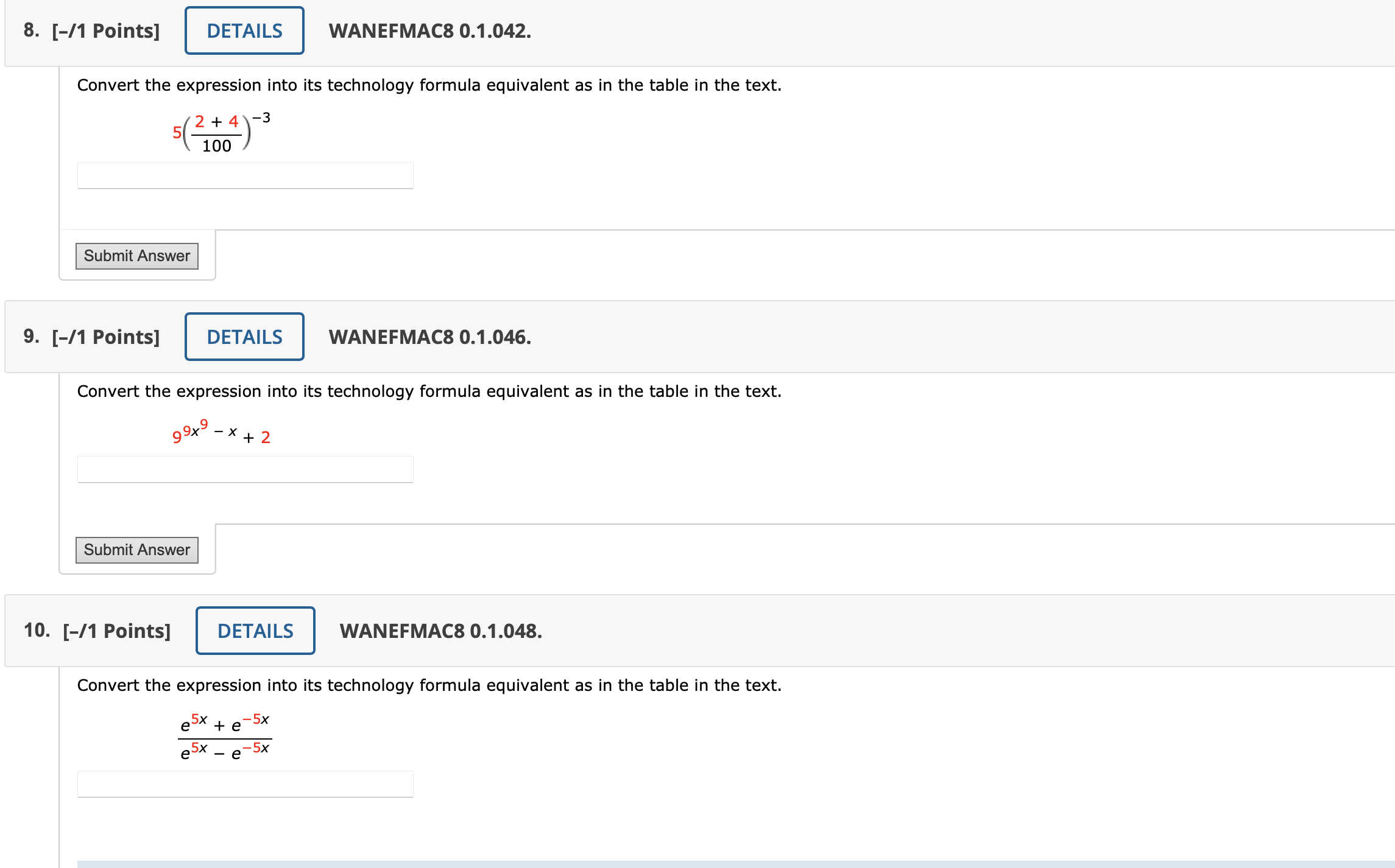 Solved [-/1 Points] WANEFMAC8 0.1.042. Convert the | Chegg.com