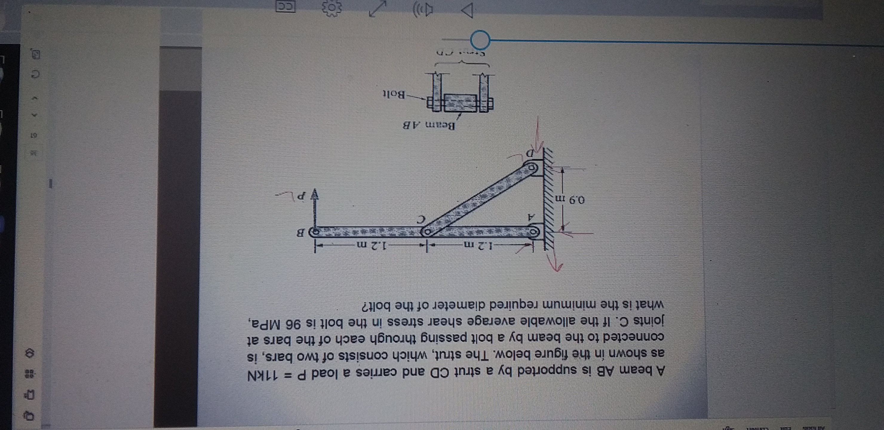 Solved \\( A \\) beam \\( A B \\) is supported by a strut | Chegg.com