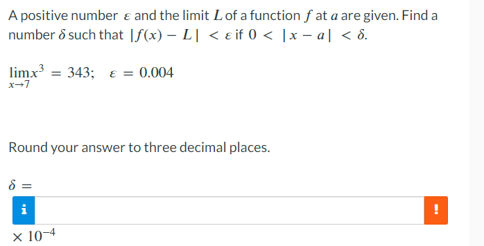 Solved A positive number ε ﻿and the limit L ﻿of afunction f | Chegg.com