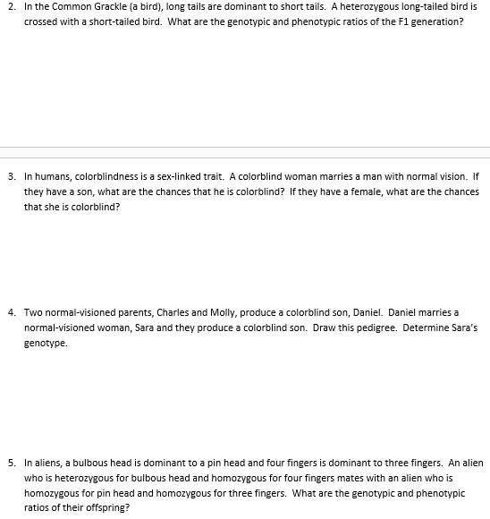 Solved Exercise 2: Working Genetics Problems Follow the | Chegg.com