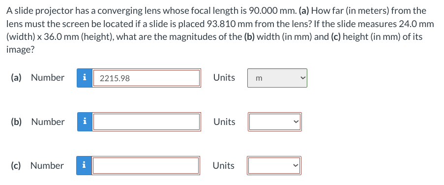 Solved A slide projector has a converging lens whose focal | Chegg.com