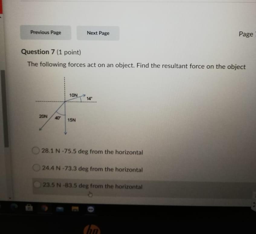 Solved Previous Page Next Page Page Question 7 (1 point) The | Chegg.com