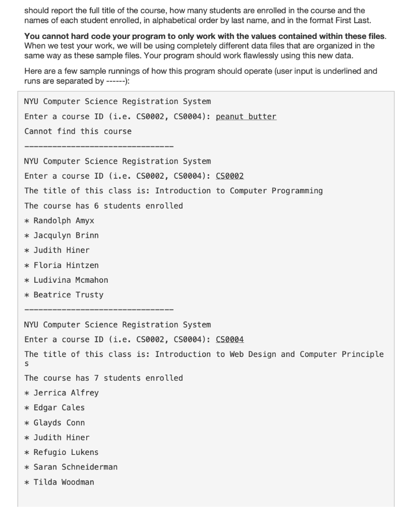 Solved Part 0: CS Rosters This program relies on the | Chegg.com
