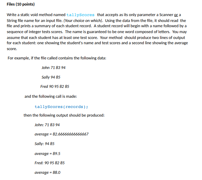 Solved Files (10 points) Write a static void method named | Chegg.com Solved Files (10 points) Write a static void method named | Chegg.com