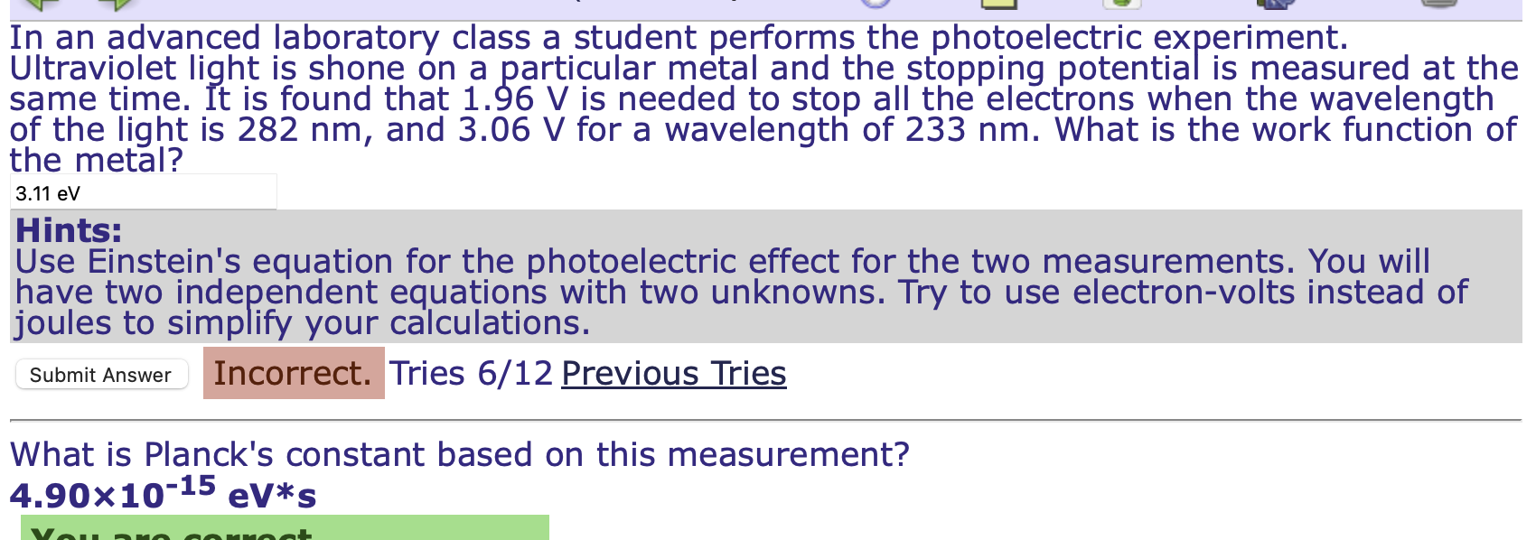 Solved In an advanced laboratory class a student performs | Chegg.com