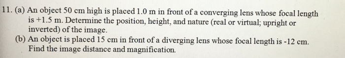 Solved (a) An object 50 cm high is placed 1.0 m in front of | Chegg.com