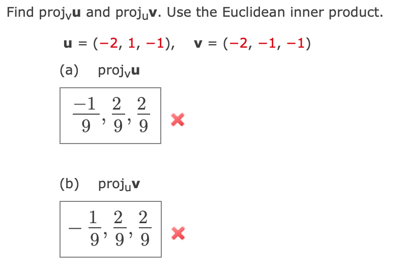 Solved Find projvu and projuv. Use the Euclidean inner | Chegg.com