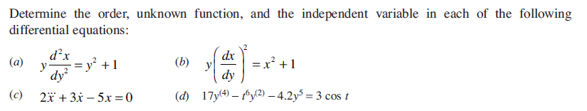 Solved Determine the order, unknown function, and the | Chegg.com