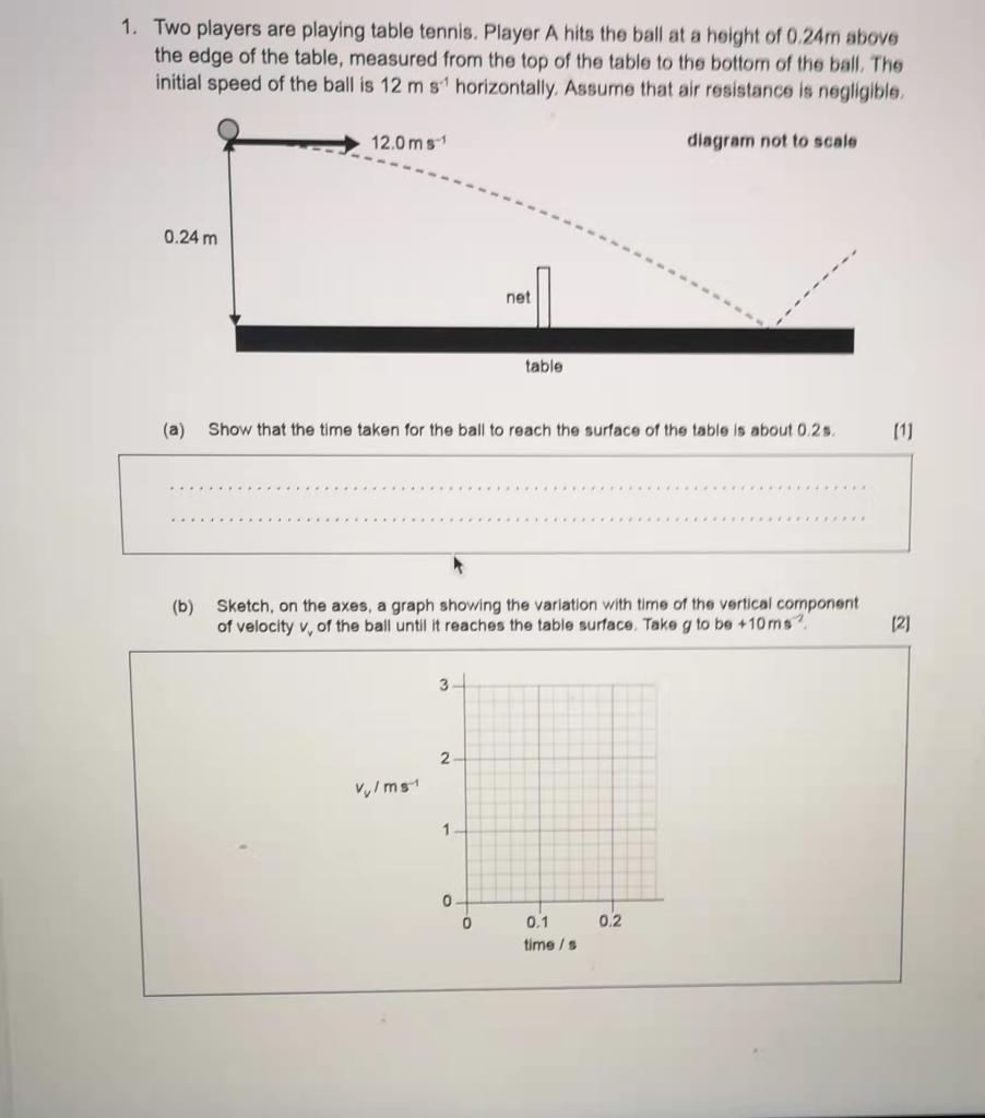Solved 1. Two players are playing table tennis. Player A | Chegg.com