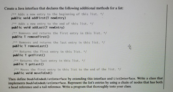Solved Create a Java interface that declares the following | Chegg.com