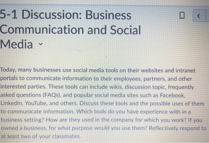 Solved 5-1 Discussion: Business Communication and Social | Chegg.com