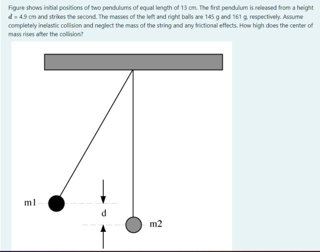 Solved Figure shows initial positions of two pendulums of | Chegg.com
