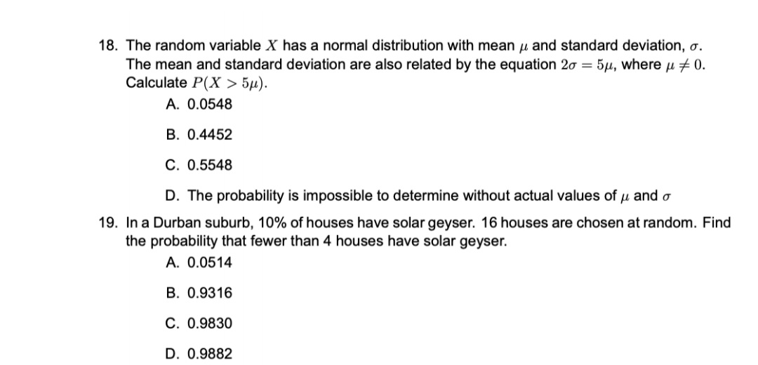 Solved 18. The random variable X has a normal distribution | Chegg.com