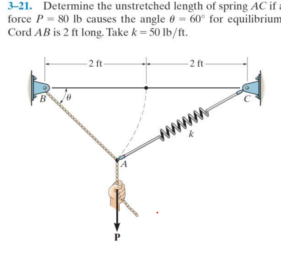 Solved 3-21. Determine the unstretched length of spring AC | Chegg.com
