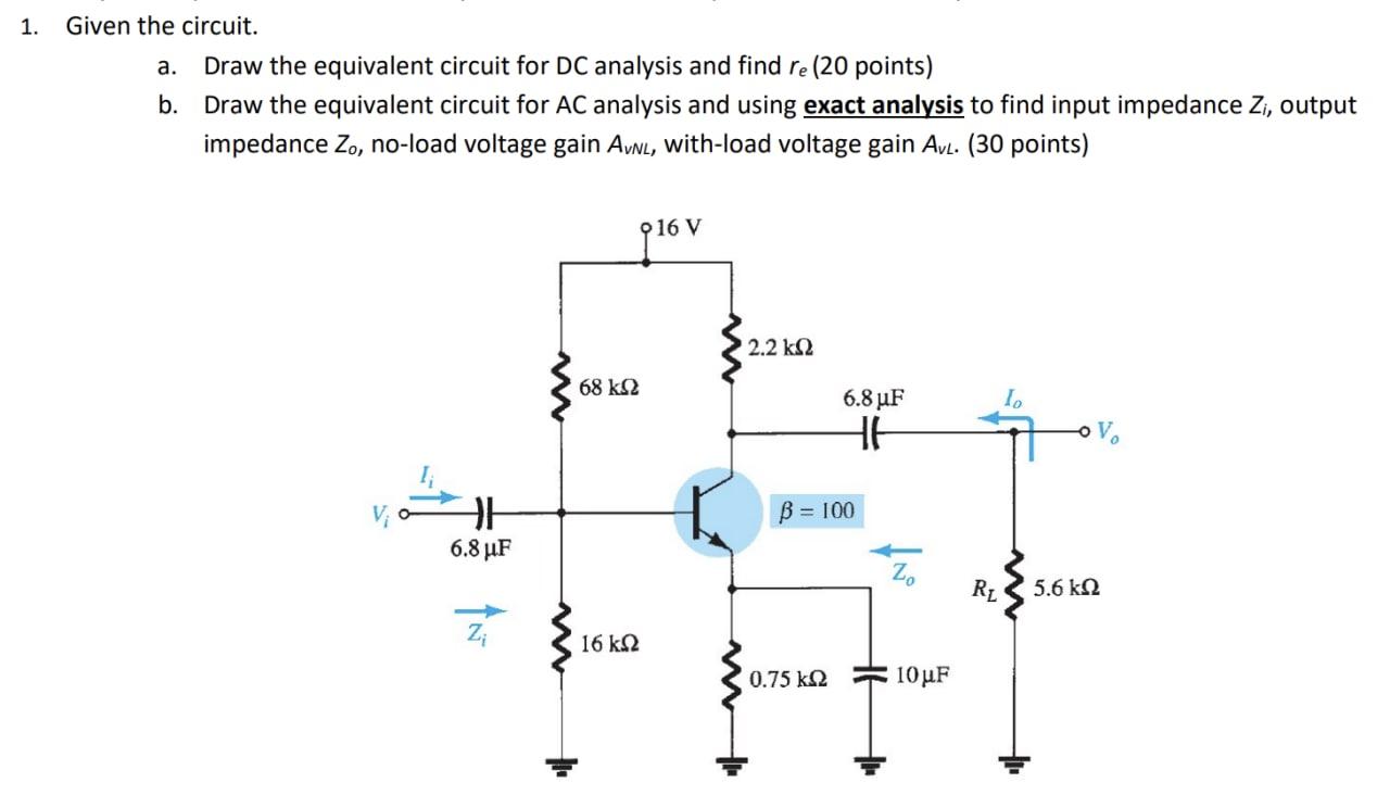 Solved 1. Given the circuit. a. Draw the equivalent circuit | Chegg.com