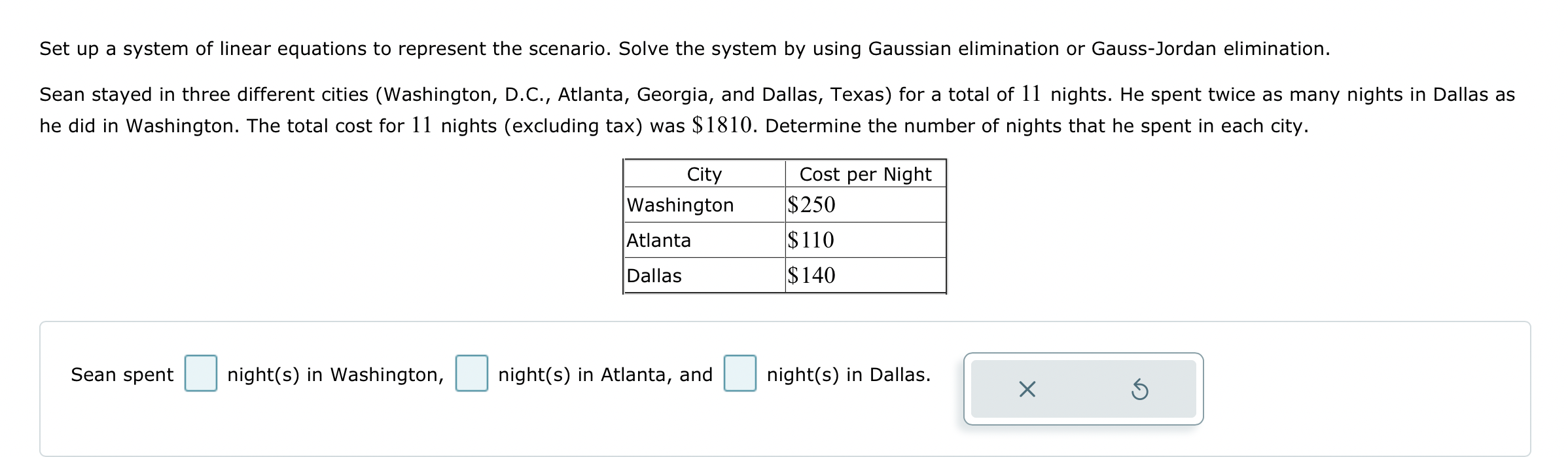 Solved Set up a system of linear equations to represent the | Chegg.com