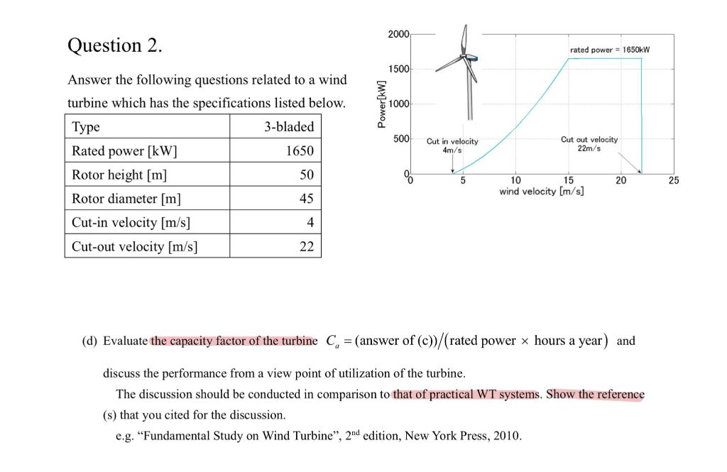 Solved Answer the following questions related to a wind | Chegg.com