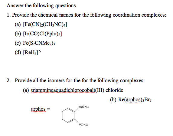 Solved Answer the following questions. 1. Provide the | Chegg.com