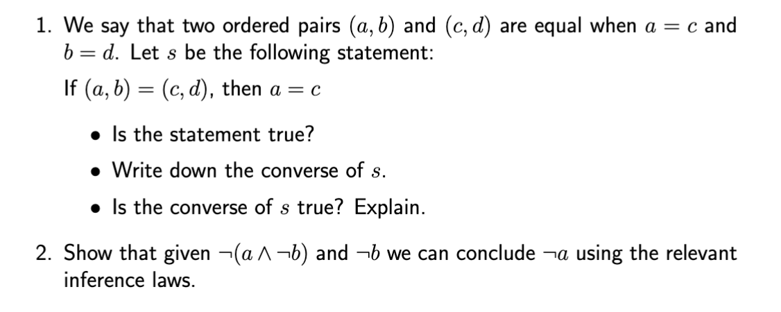 Solved We say that two ordered pairs (a,b) ﻿and (c,d) ﻿are | Chegg.com