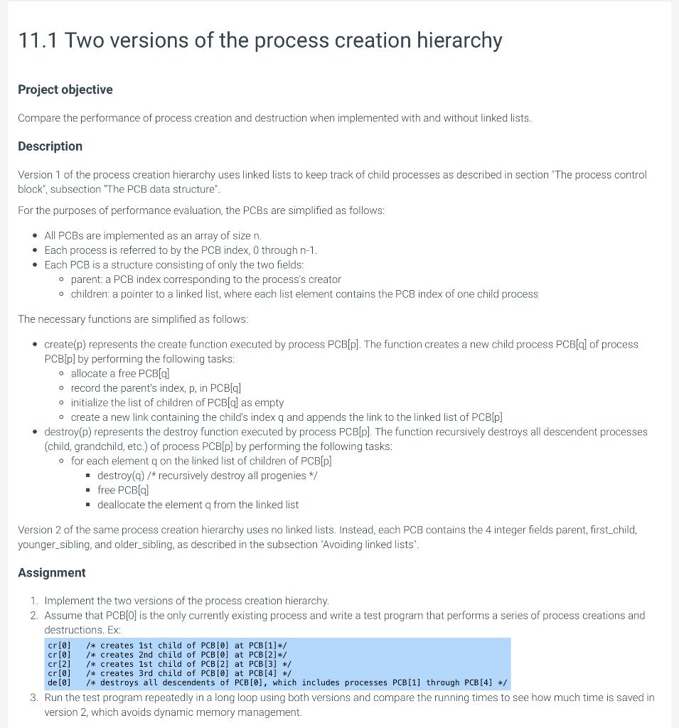 Solved 11.1 Two versions of the process creation hierarchy | Chegg.com
