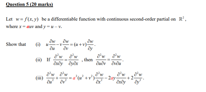 Solved Let w=f(x,y) be a differentiable function with | Chegg.com