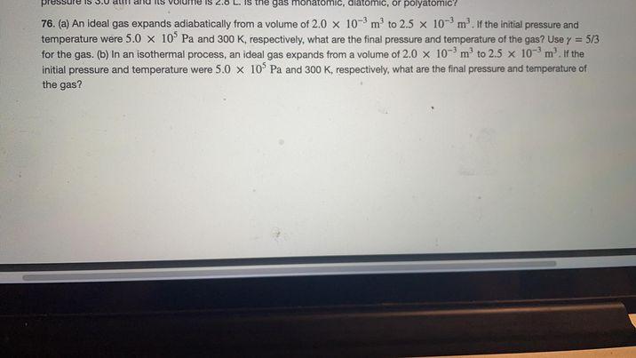 Solved ure is gas monatomic, diatomic, or polyatomic? 76. | Chegg.com